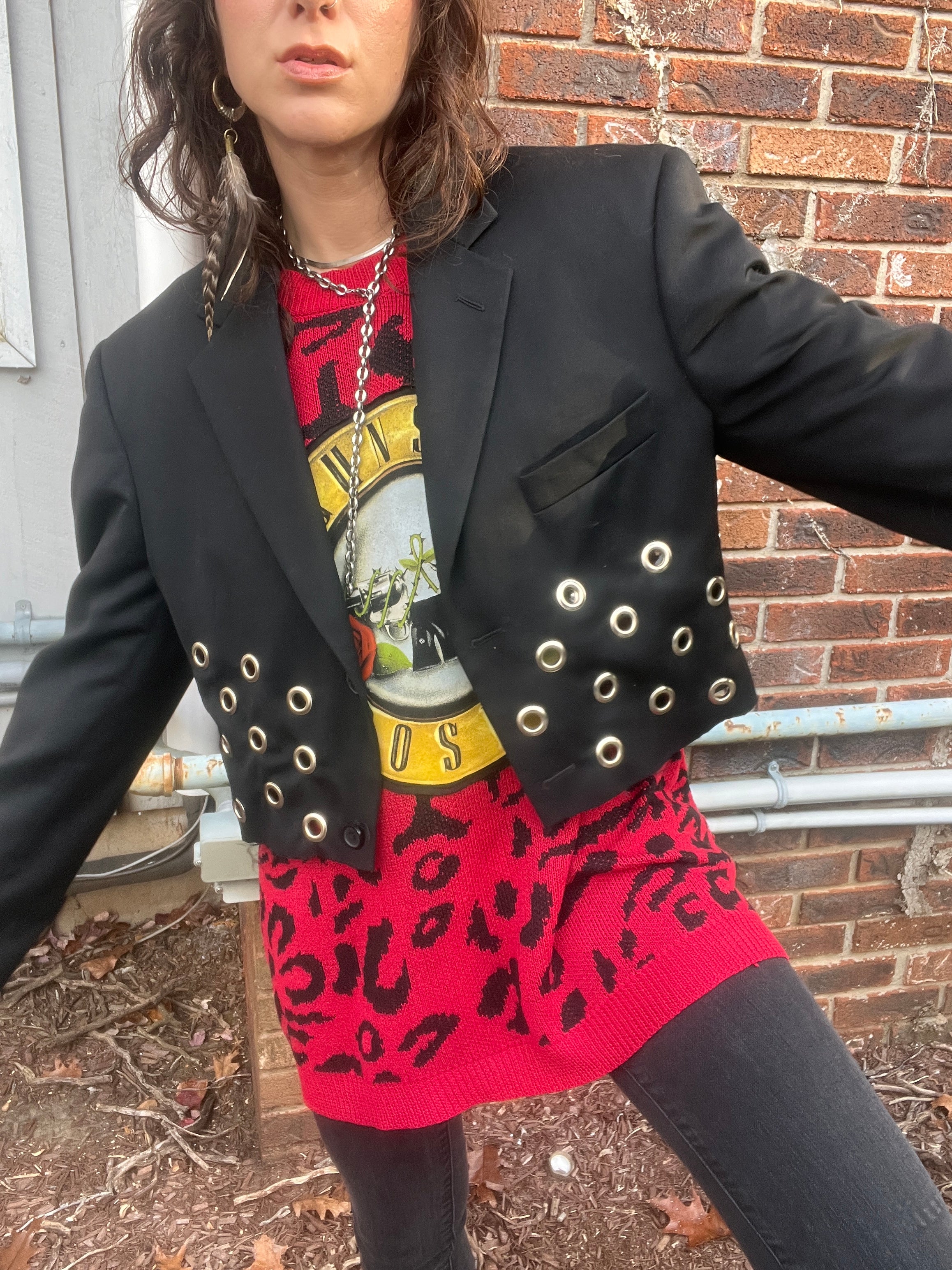 Grommeted Cropped Blazer - L – Lizard Queenz